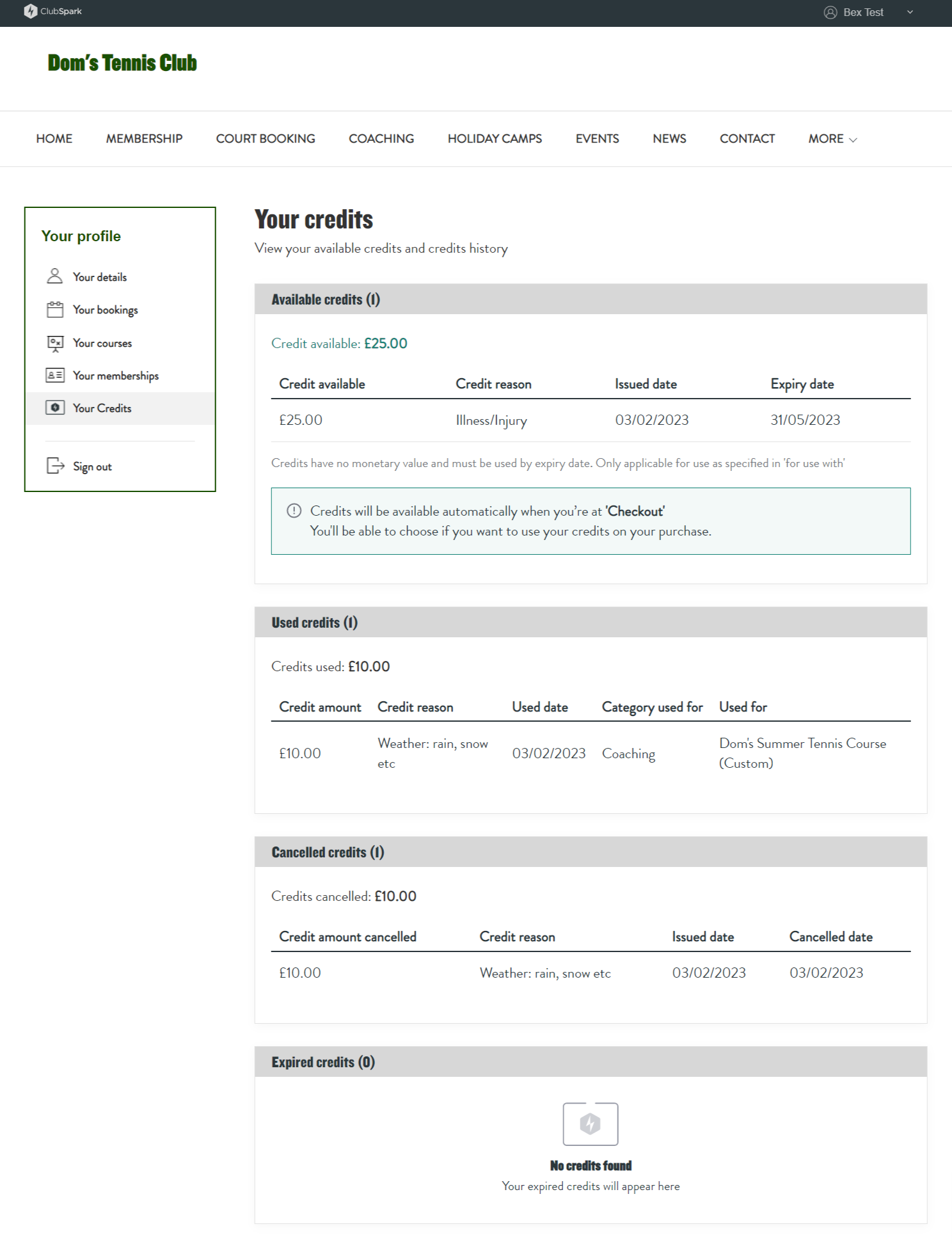 How to Use Credits in ClubSpark – LTA / Clubspark